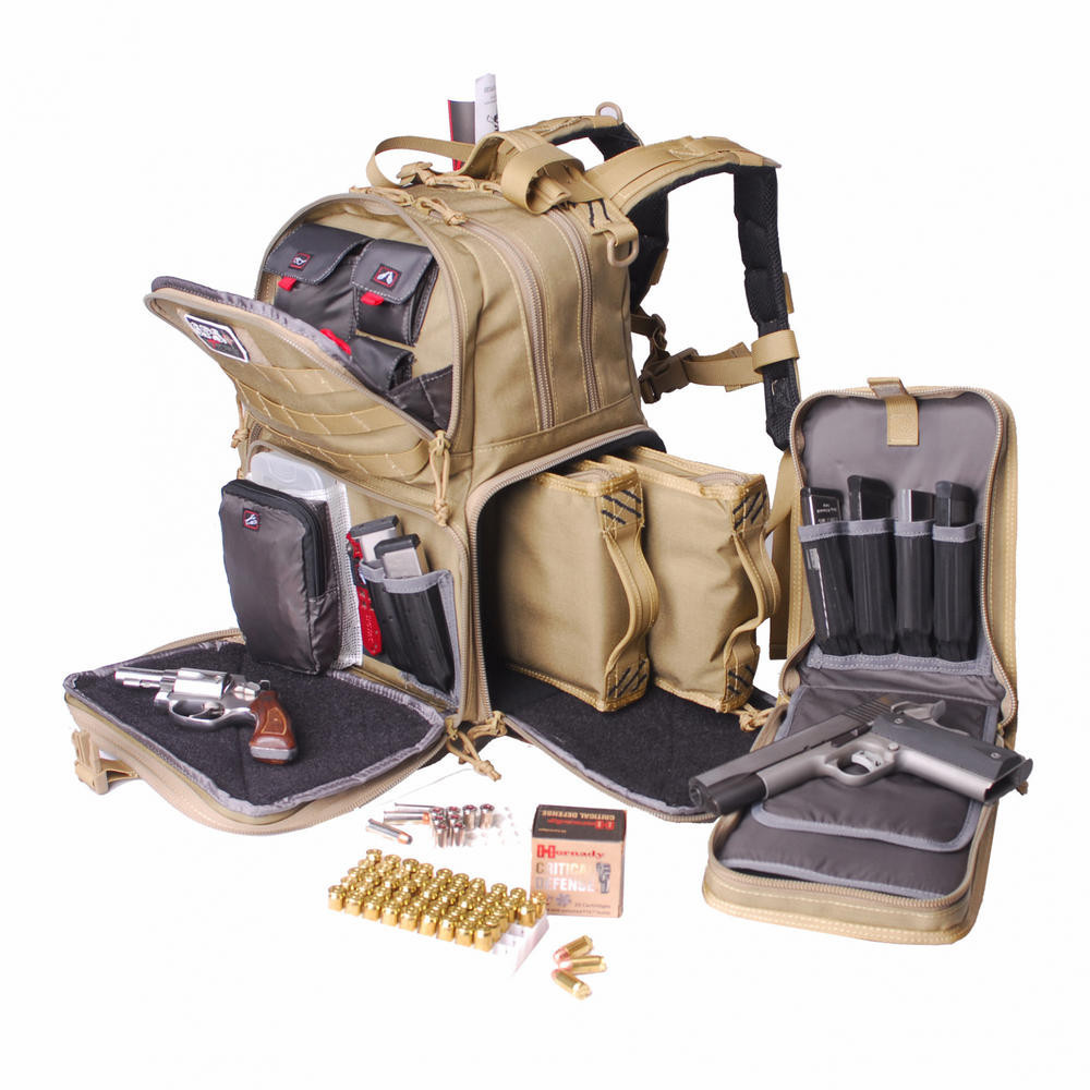 G-Outdoors GPS Tactical Range Backpack w/3 Internal Pistol Cases ...