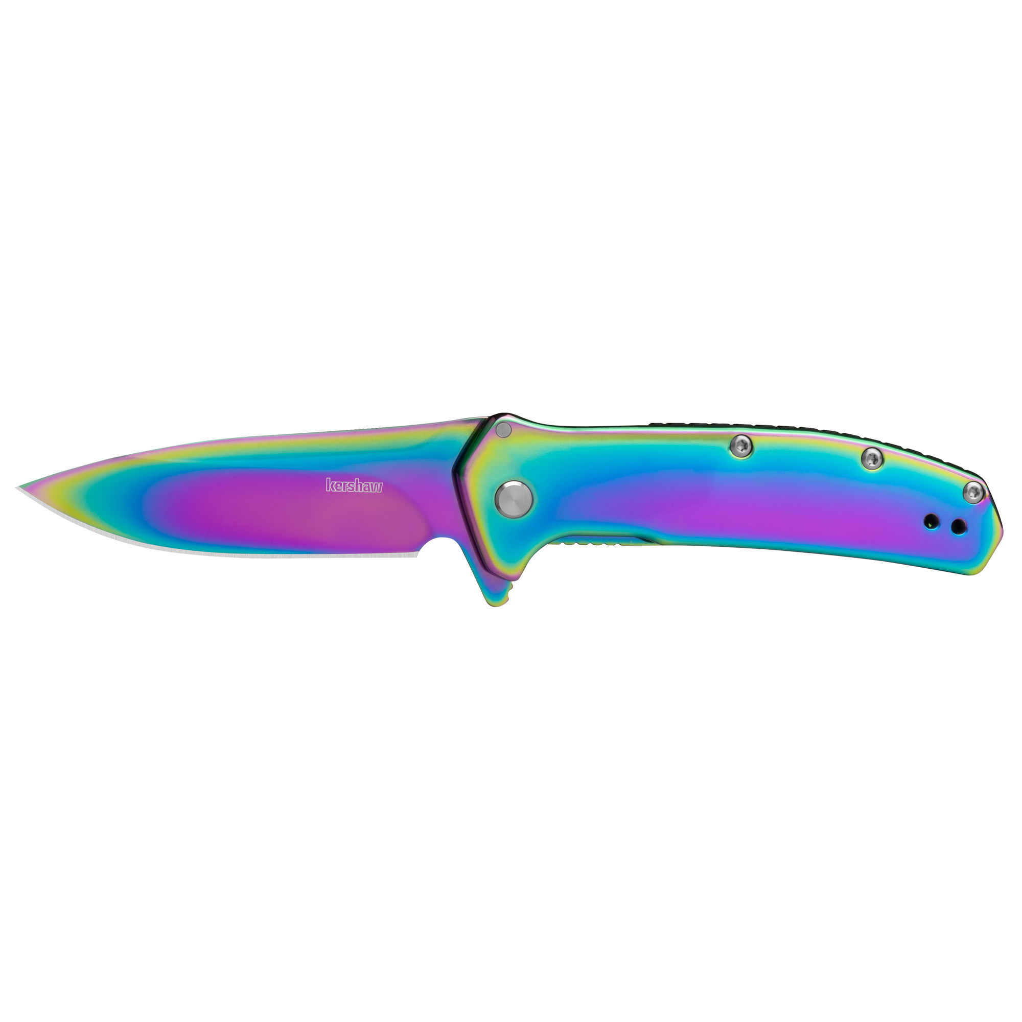 Kershaw Outcome Folding Knife Assisted Opening Drop Point 2.8" Rainbow ...