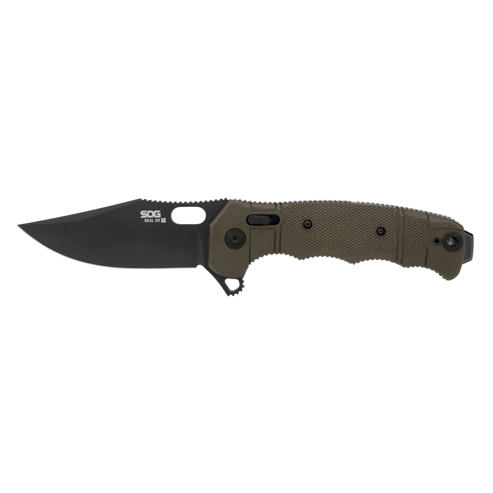 SOG Seal XR L-TI Folding Knife Drop Point Straight Edge Blade 4.3" GFN ...