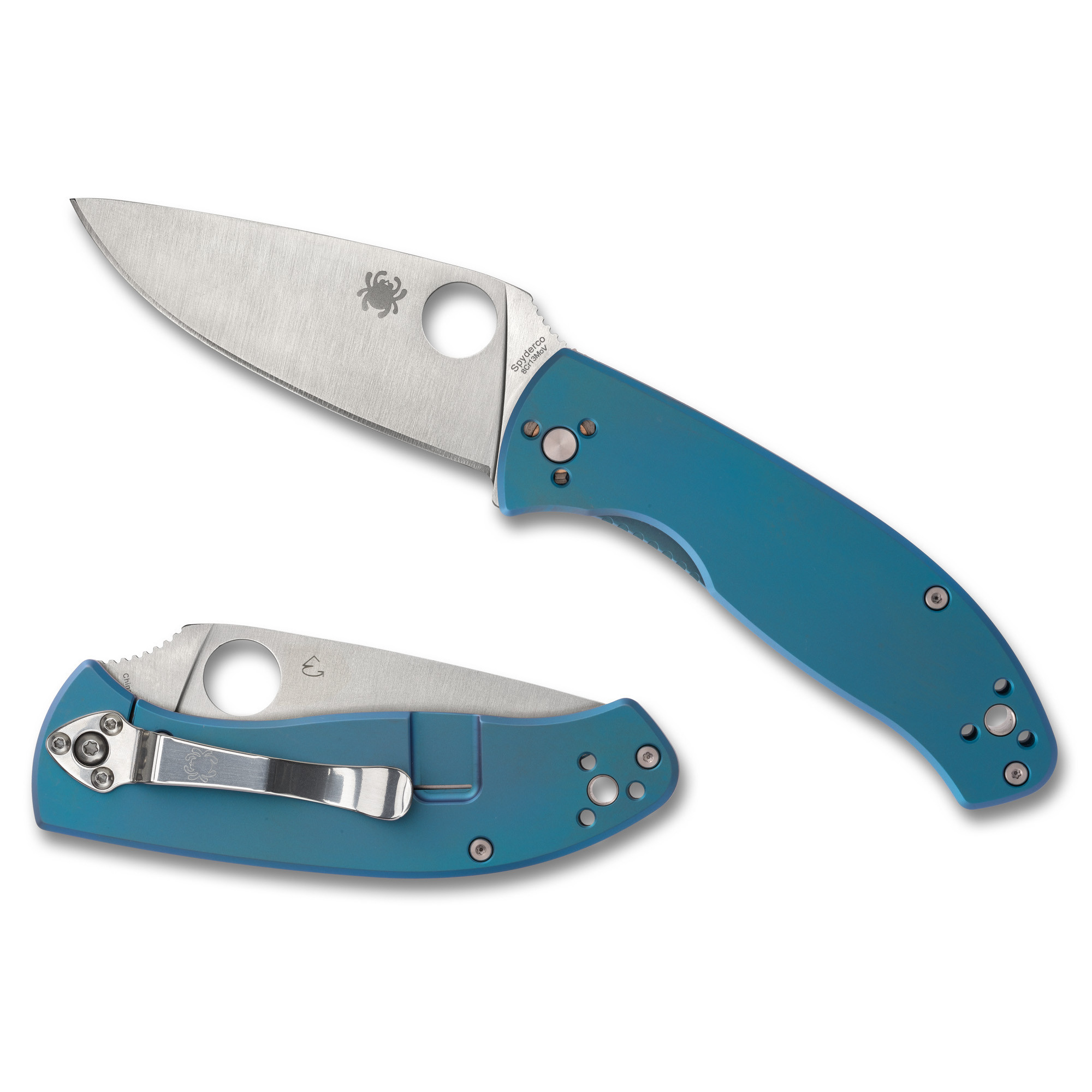 Spyderco Tenacious Folding Knife Drop Point Silver Blade 3.35" Titanium ...