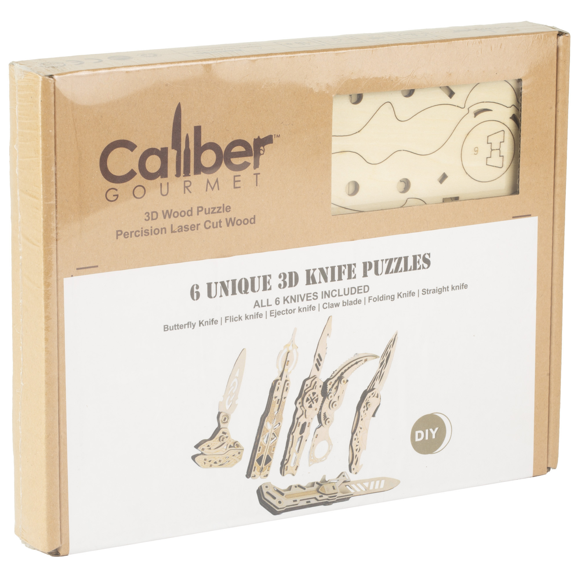 Caliber Gourmet Wood Knife Puzzles 6Pk Brown | 4Shooters.com