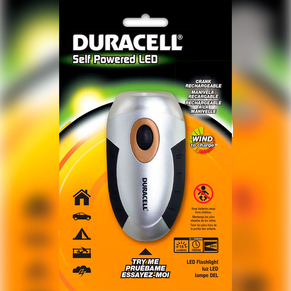 Flashlight Duracell Self Powered LED 3-Light Element | 4Shooters.com