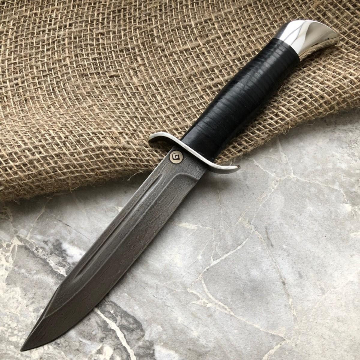 Baranov Bulat Knife T002-NR40 Stacked Leather. Aluminum pommel ...