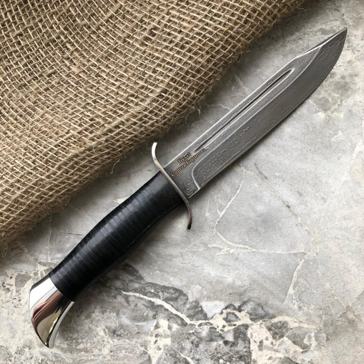 Baranov Bulat Knife T002-NR40 Stacked Leather. Aluminum pommel ...