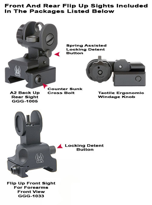 GG&G AR Front And Rear Sight Package Manually Deployed | 4Shooters.com