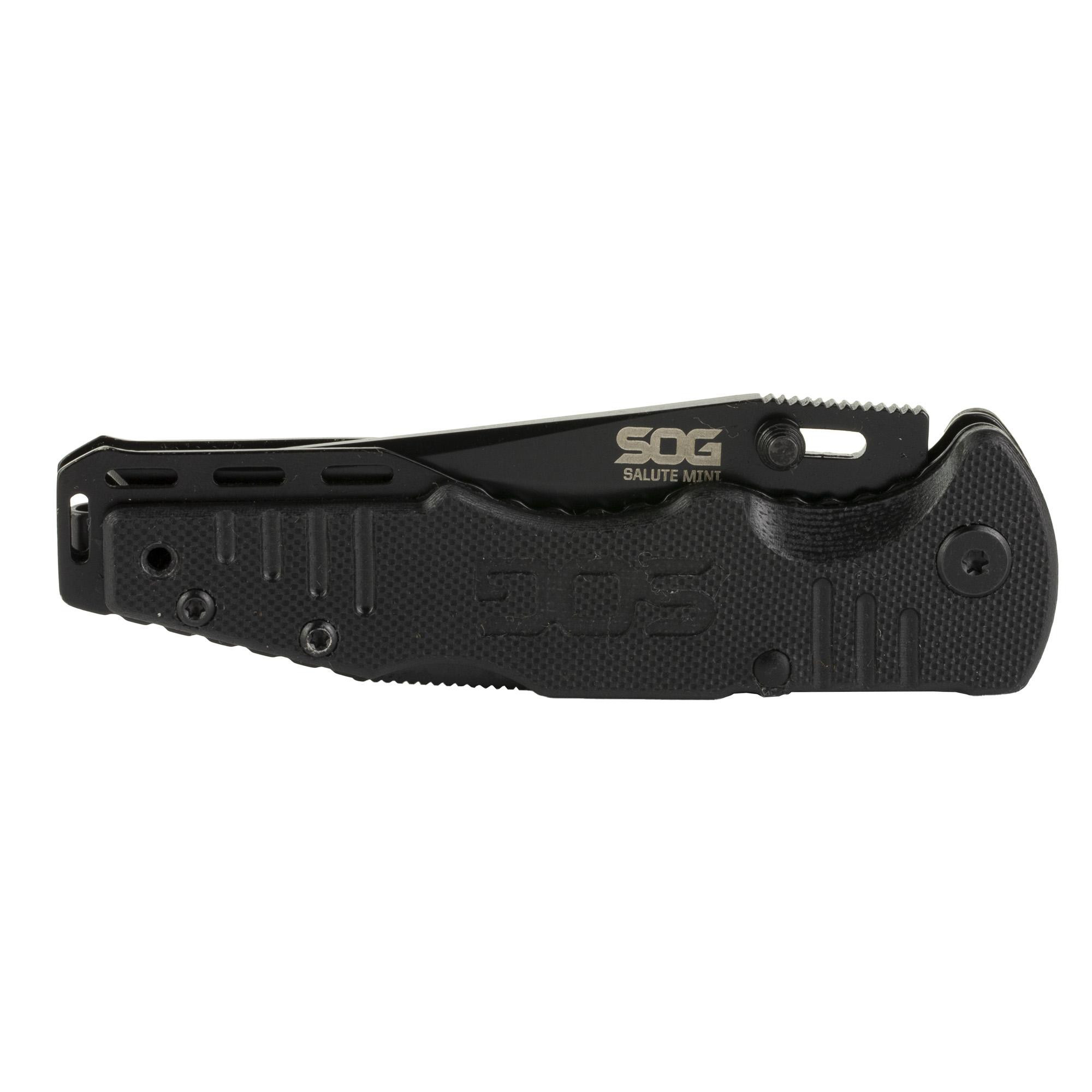 SOG Salute 3.1" Folding Knife Clip Point Straight Edge G10 Handle ...