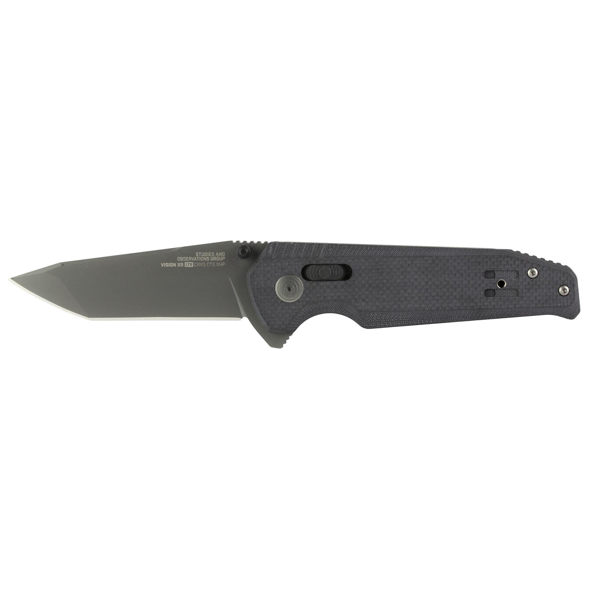 SOG Vision XR Folding Knife 3.36" Tanto Point Straight Edge Black G10 ...