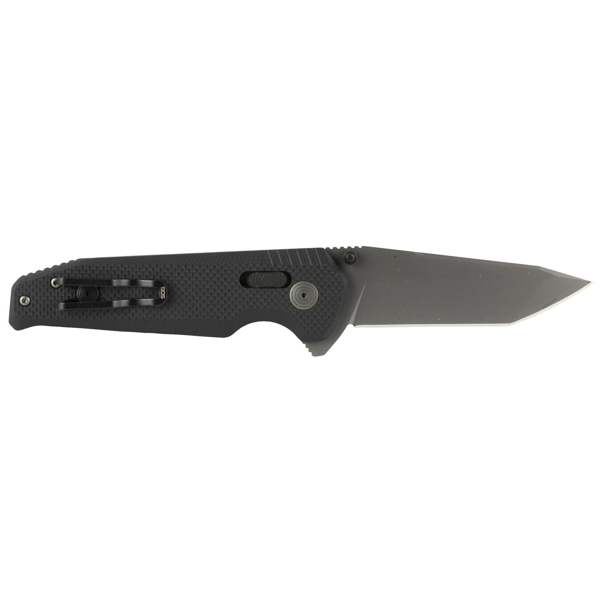 SOG Vision XR Folding Knife 3.36" Tanto Point Straight Edge Black G10 ...