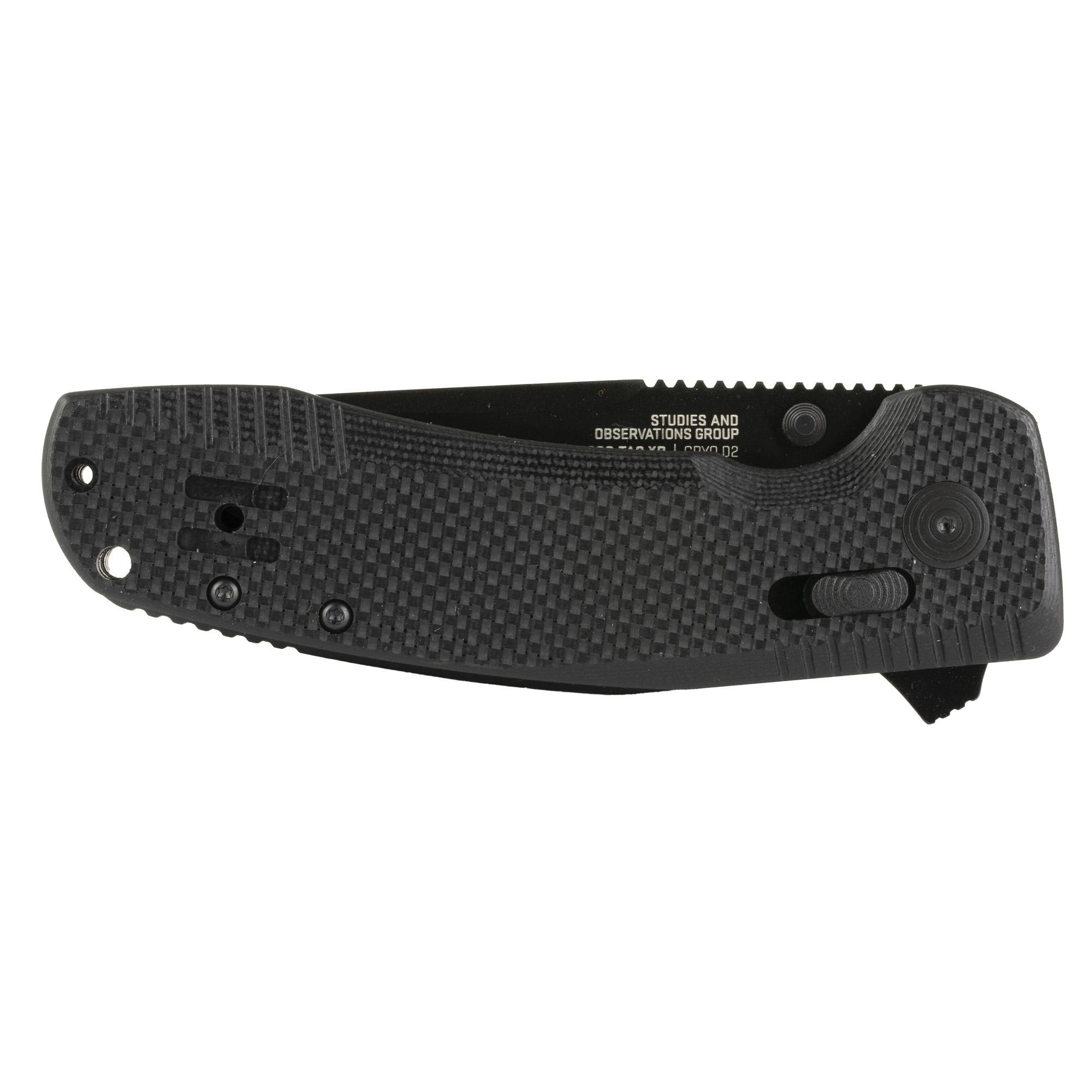 SOG TAC XR Folding Knife Clip Point Straight Edge Blade 3.39" Black ...