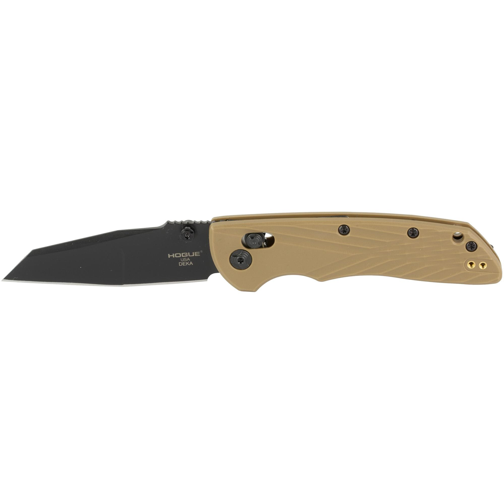 Hogue Deka Folding Knife Plain Clip Point Edge Black Blade 3.25" FDE ...